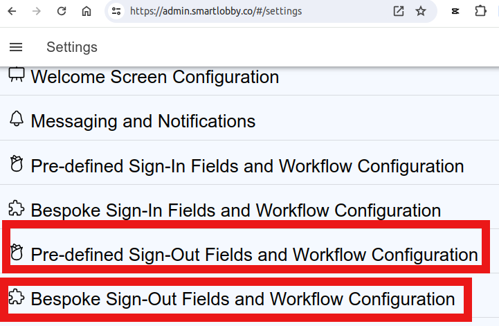 SmartLobby Sign out fields | SmartLobby Documentation